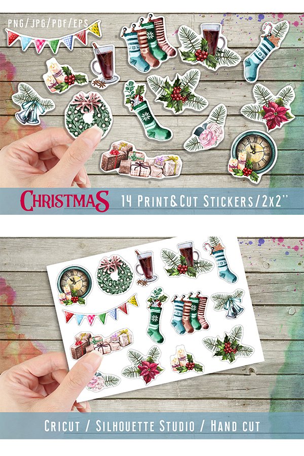 Print Cut Stickers Christmas Printable Stickers (1703149)