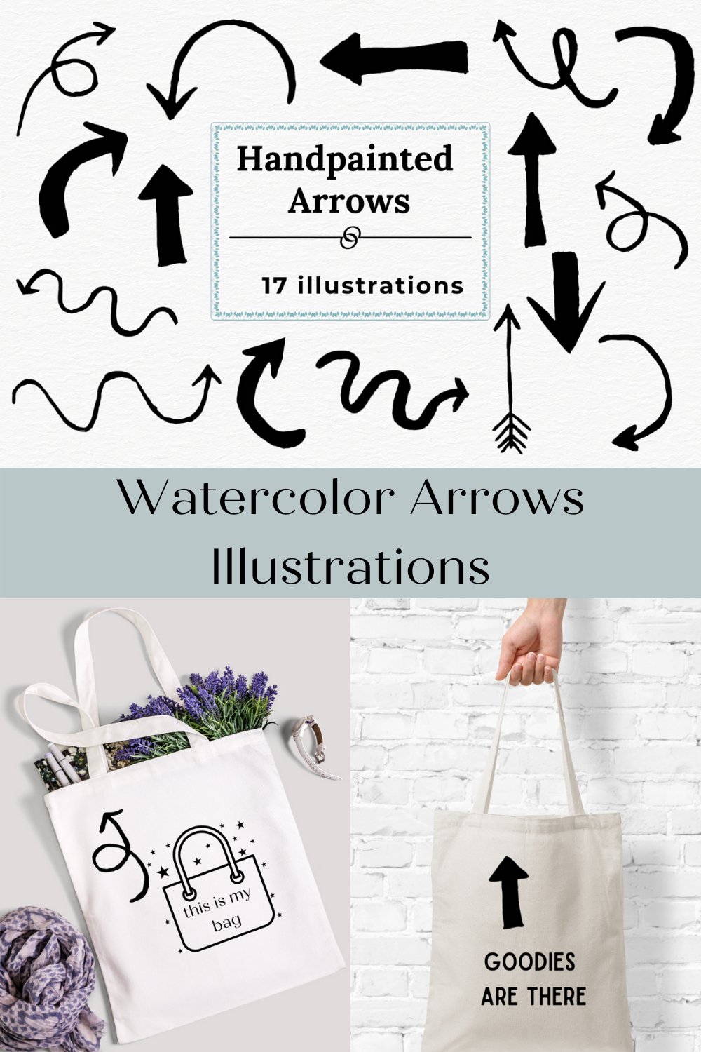 Handpainted Inky Watercolor Arrows PNG (2509116)