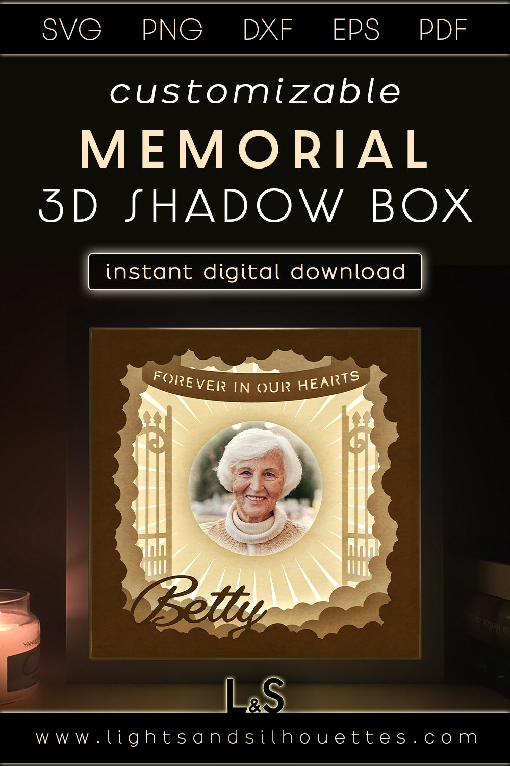 Customizable Memorial Shadow Box | Picture Frame Svg