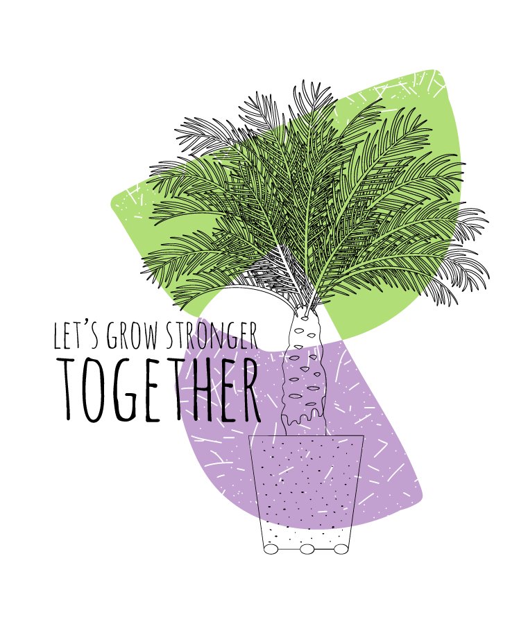 Quote Let's Grow Stronger Together Sublimation Design PNG