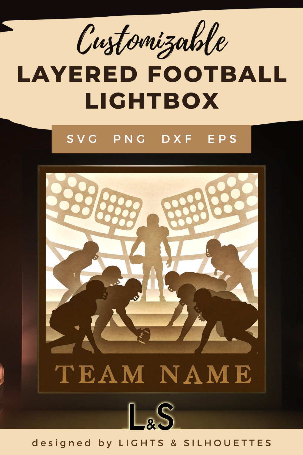 Customizable Football Shadow Box Svg | Papercut Light Box