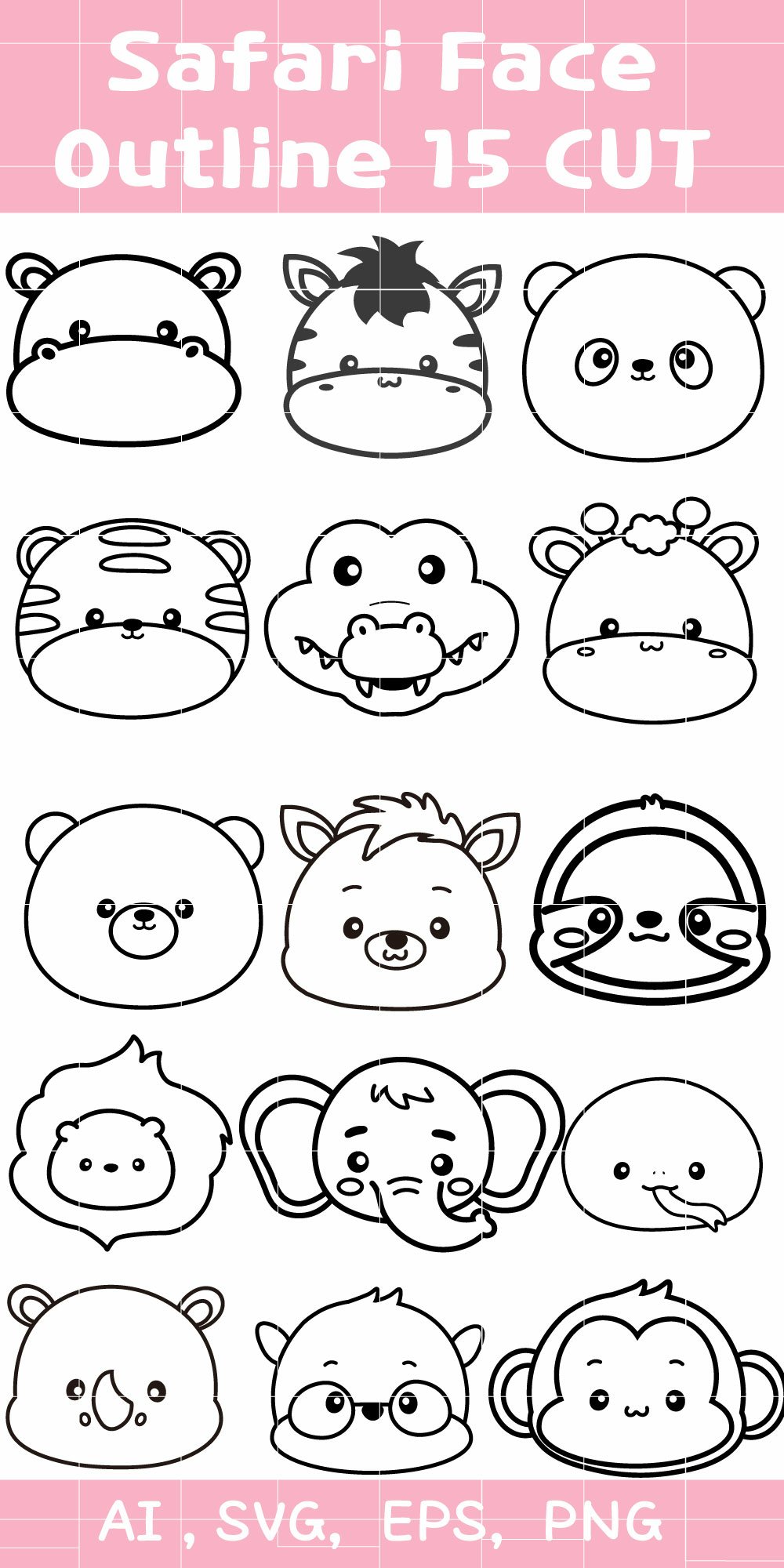 jungle animal svg Face Outline 15 cut