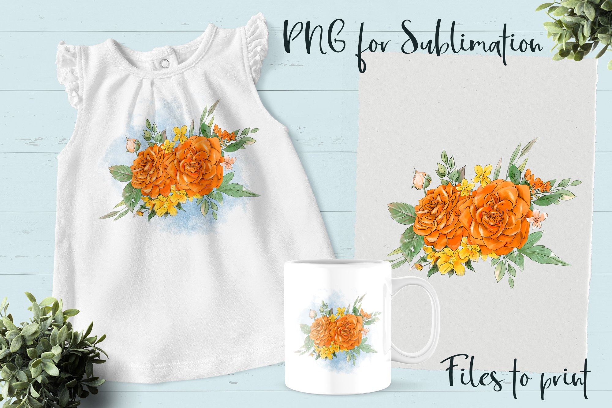Flowers sublimation. Design for printing. (1650816)