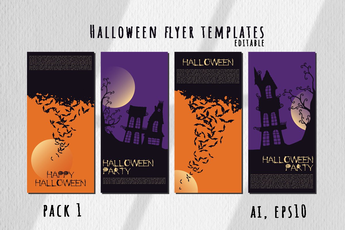 Halloween flyer templates editable. Pack 1