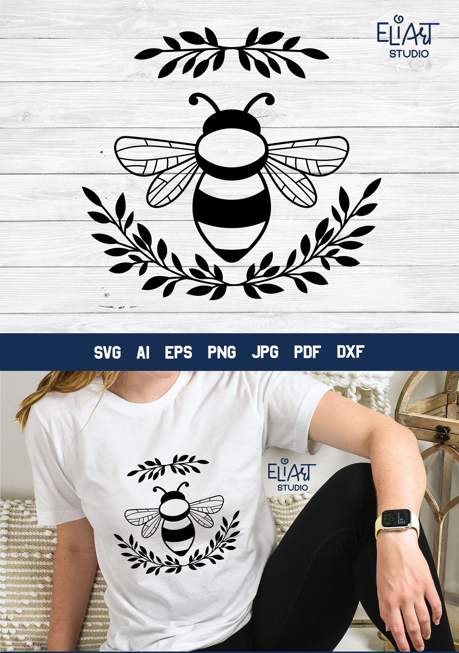 Bee SVG Design | Honey Bee PNG Illustration