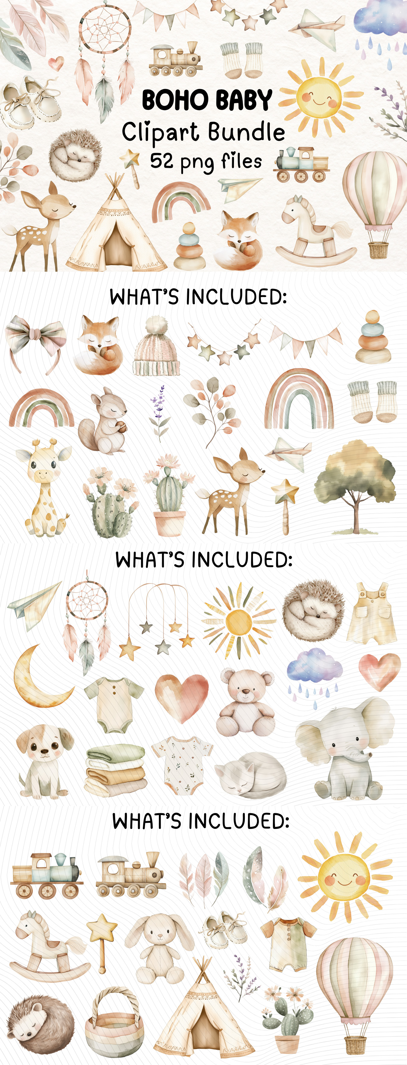 Boho Baby Clipart Bundle
