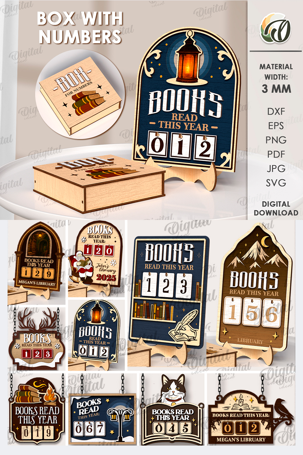 Book Read Trackers Bundle Laser Cut. Reading Tracker SVG