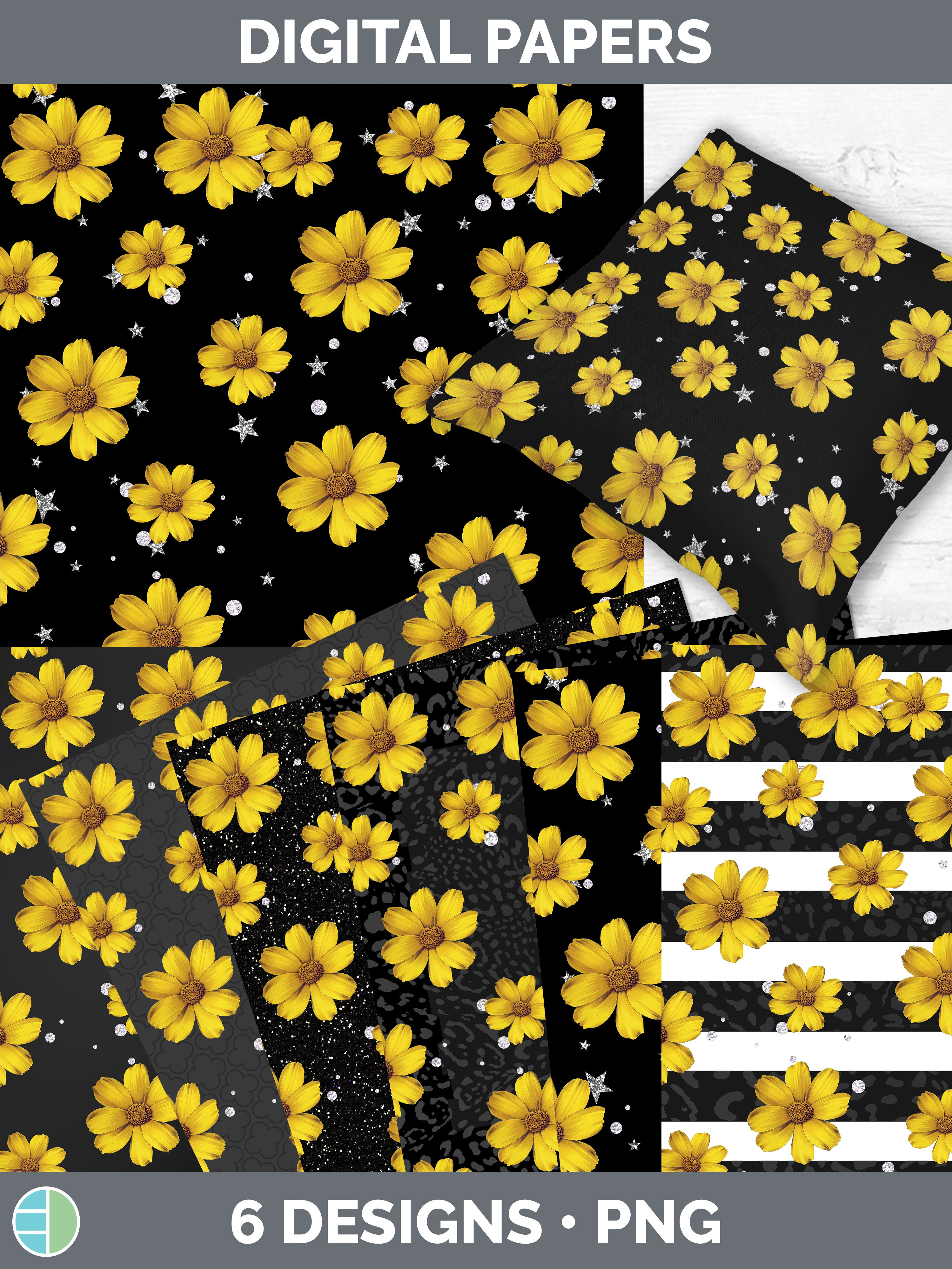 Yellow Flowers Backgrounds | Digital Scrapbook Papers