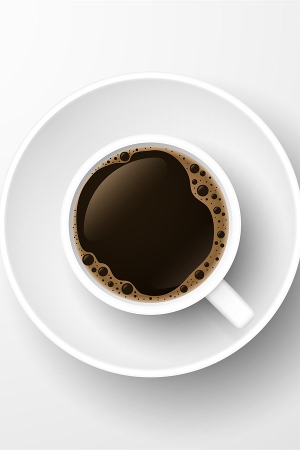 Realistic top view coffee cup isolated on white