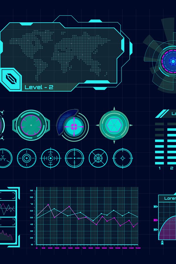 Futuristic hologram ui. Infographic graph interface, virtual