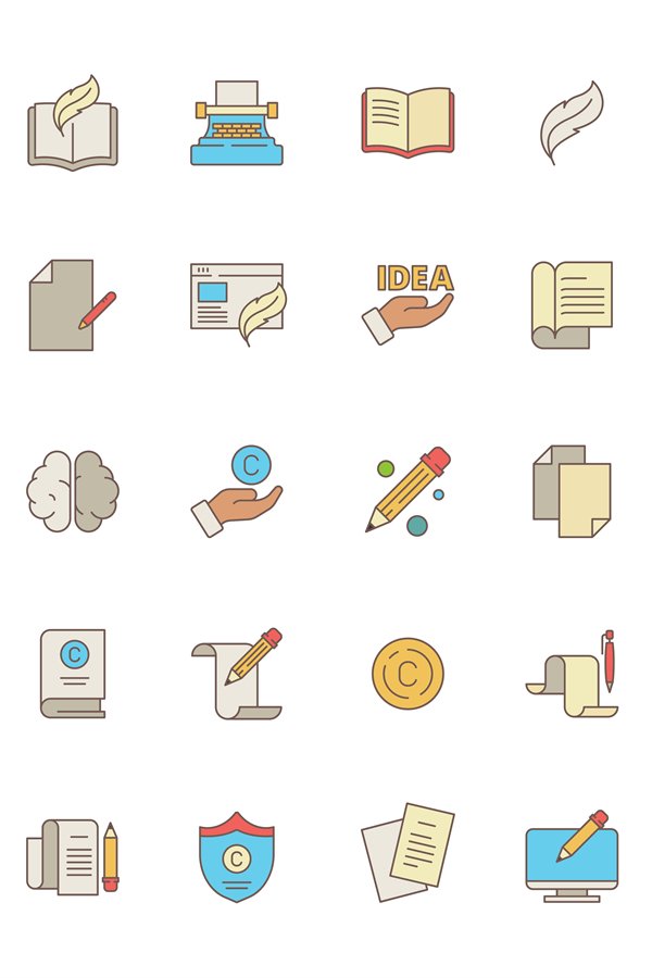 Copywriting symbols. Identity writers pen blog coding social