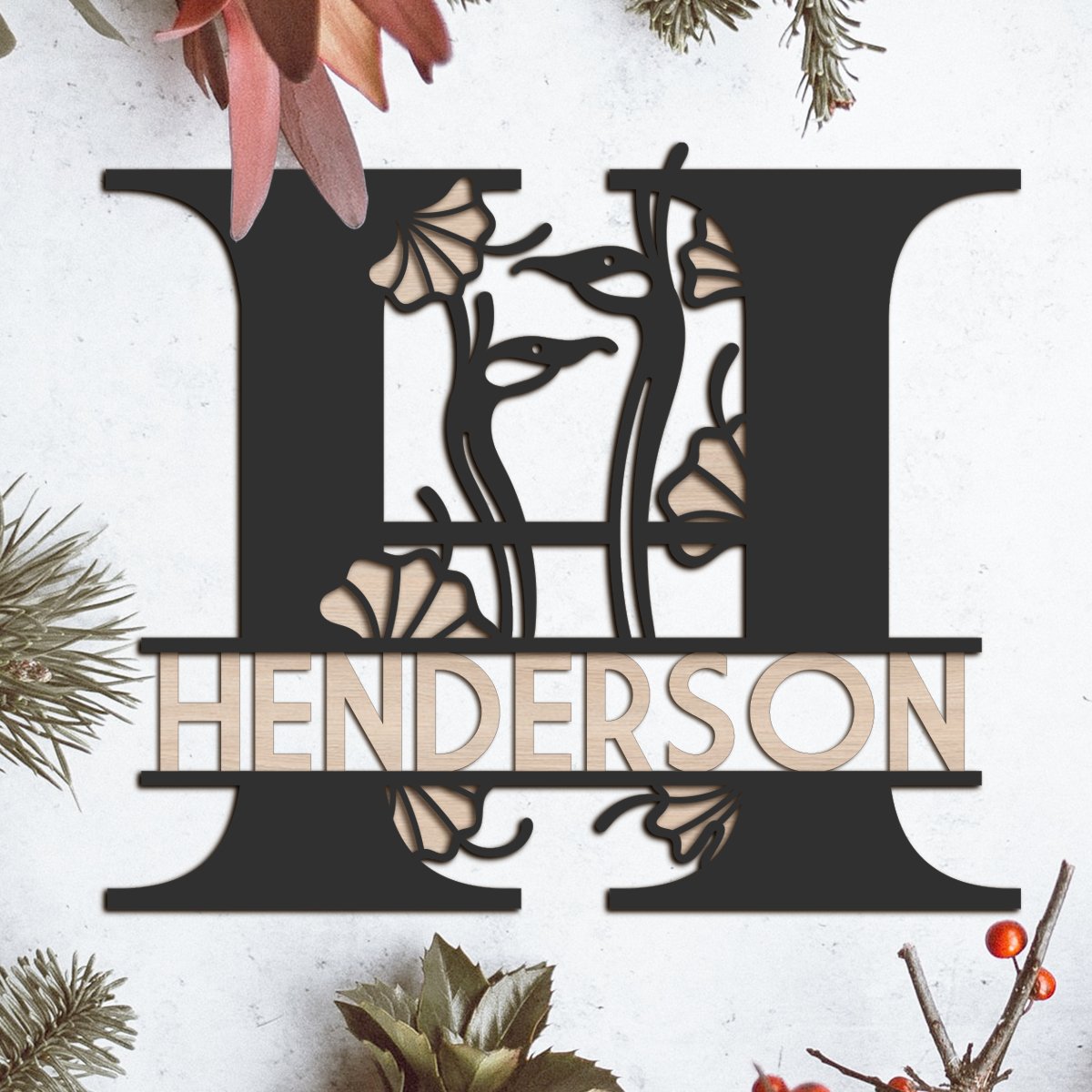 H - Split Monogram Japanese Layered Cut File - SVG / DXF