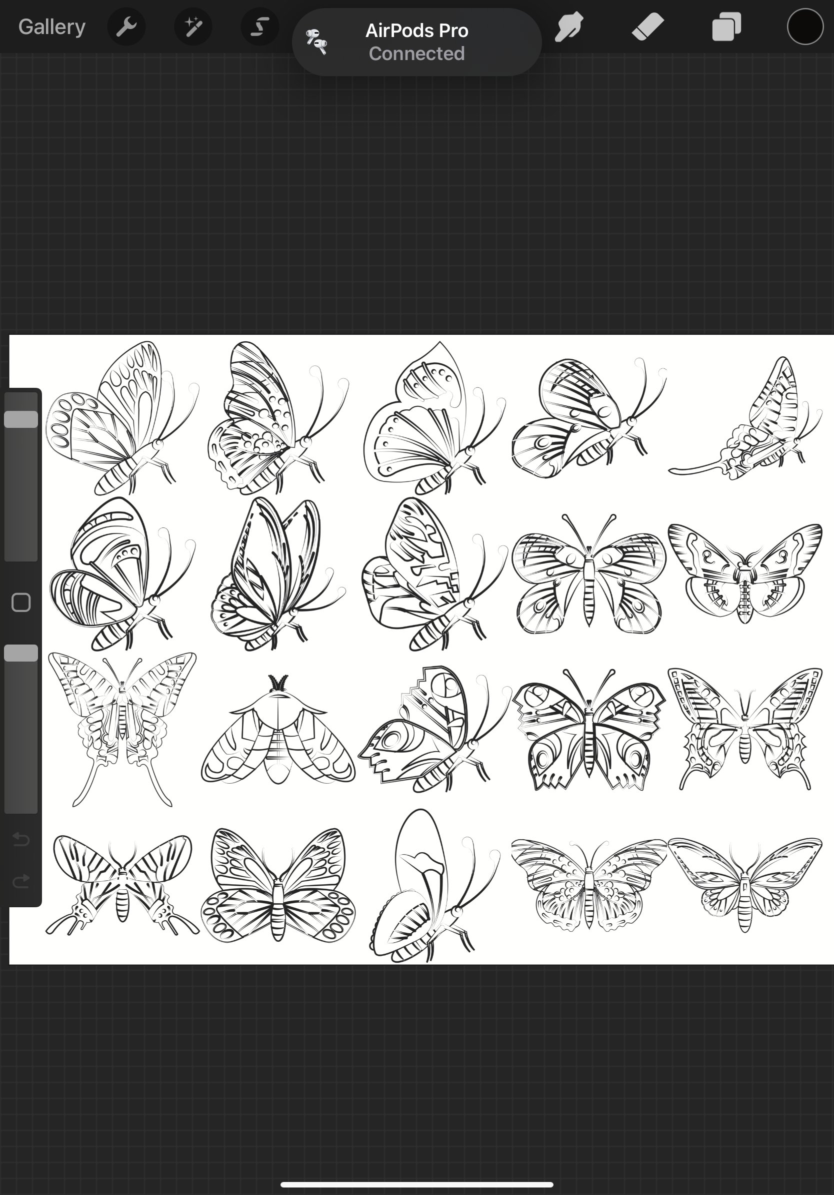 Butterflies Outlines Set 2 Procreate Brush Stamps, 20 Stamps