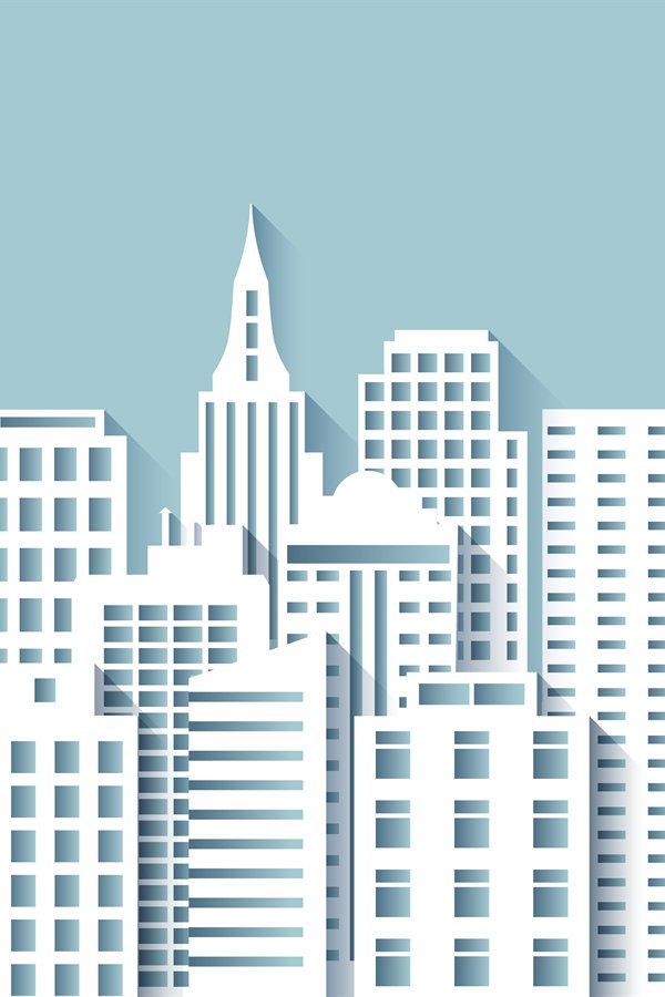 Paper city skyline. 3d Urban origami cityscape with white pa