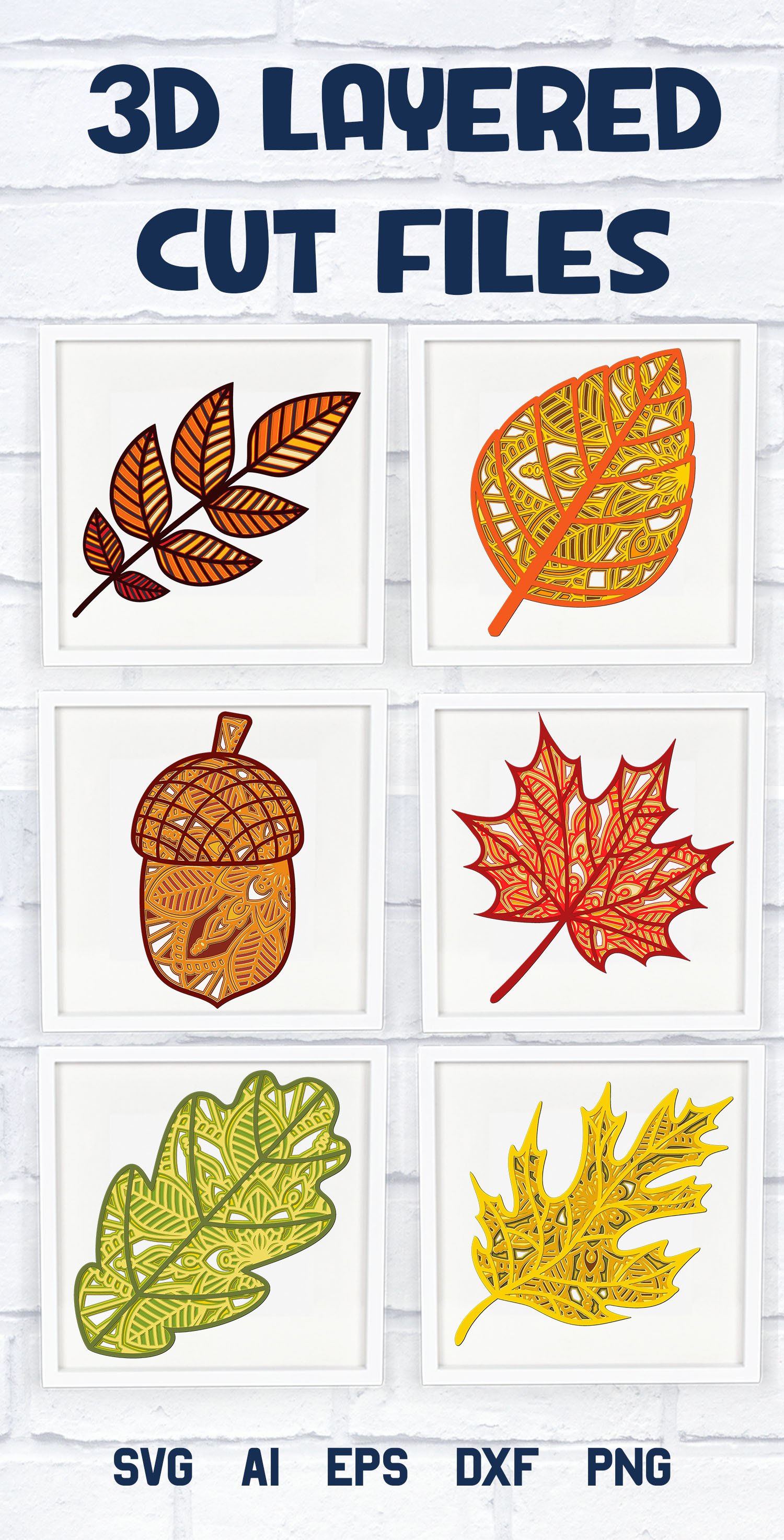 Fall SVG Bundle | 3d Layered Leaf Cut Files