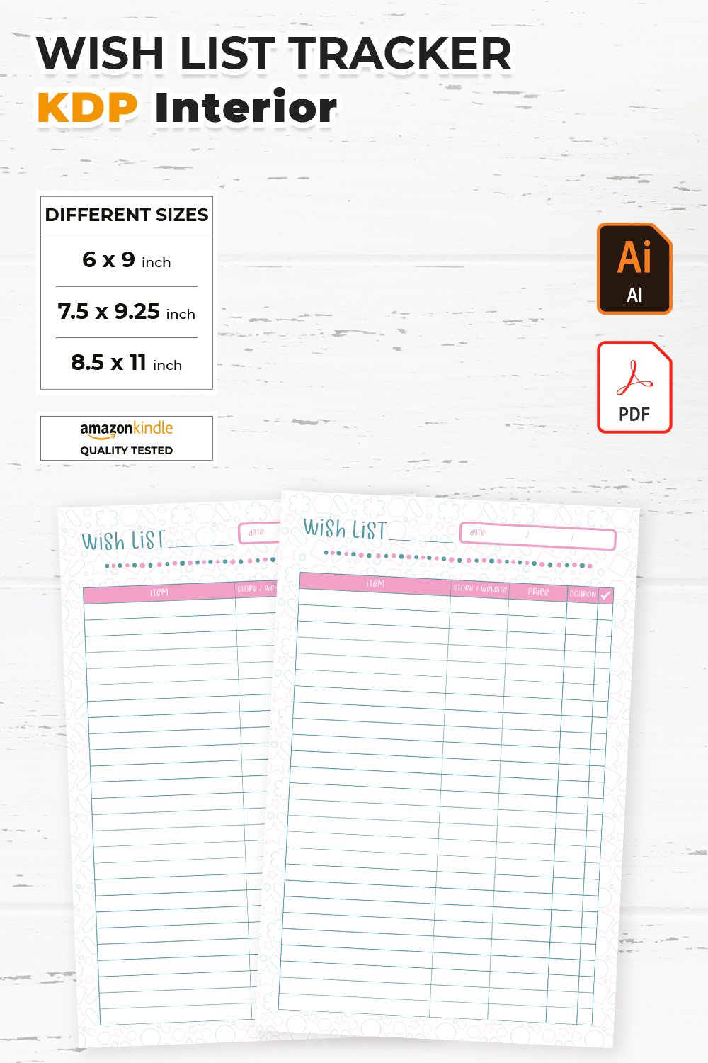 Wish List Tracker, KDP Interior Template