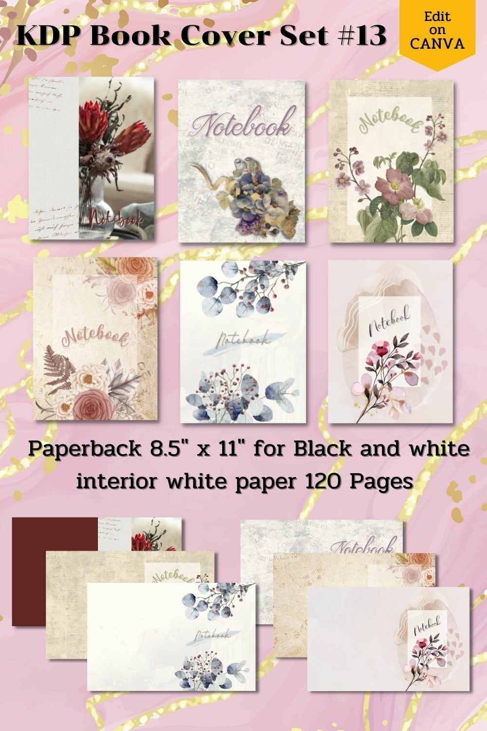 KDP Book Cover Set #13 Canva Template - Paperback