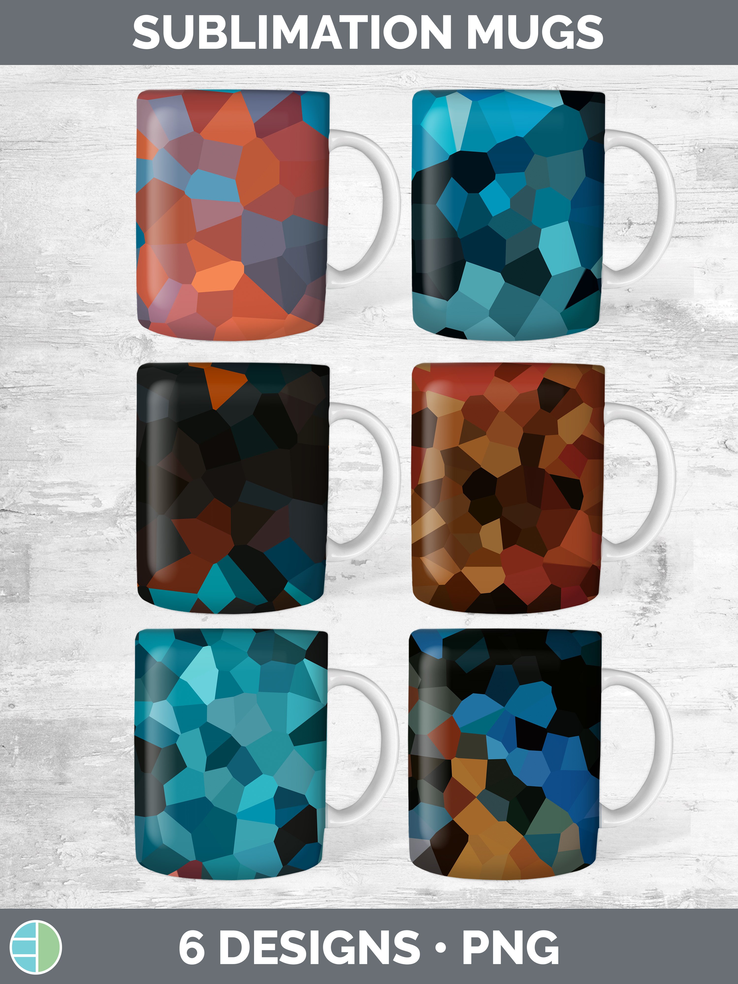 Mosaic Mug Sublimation | Coffee Cup Designs PNG