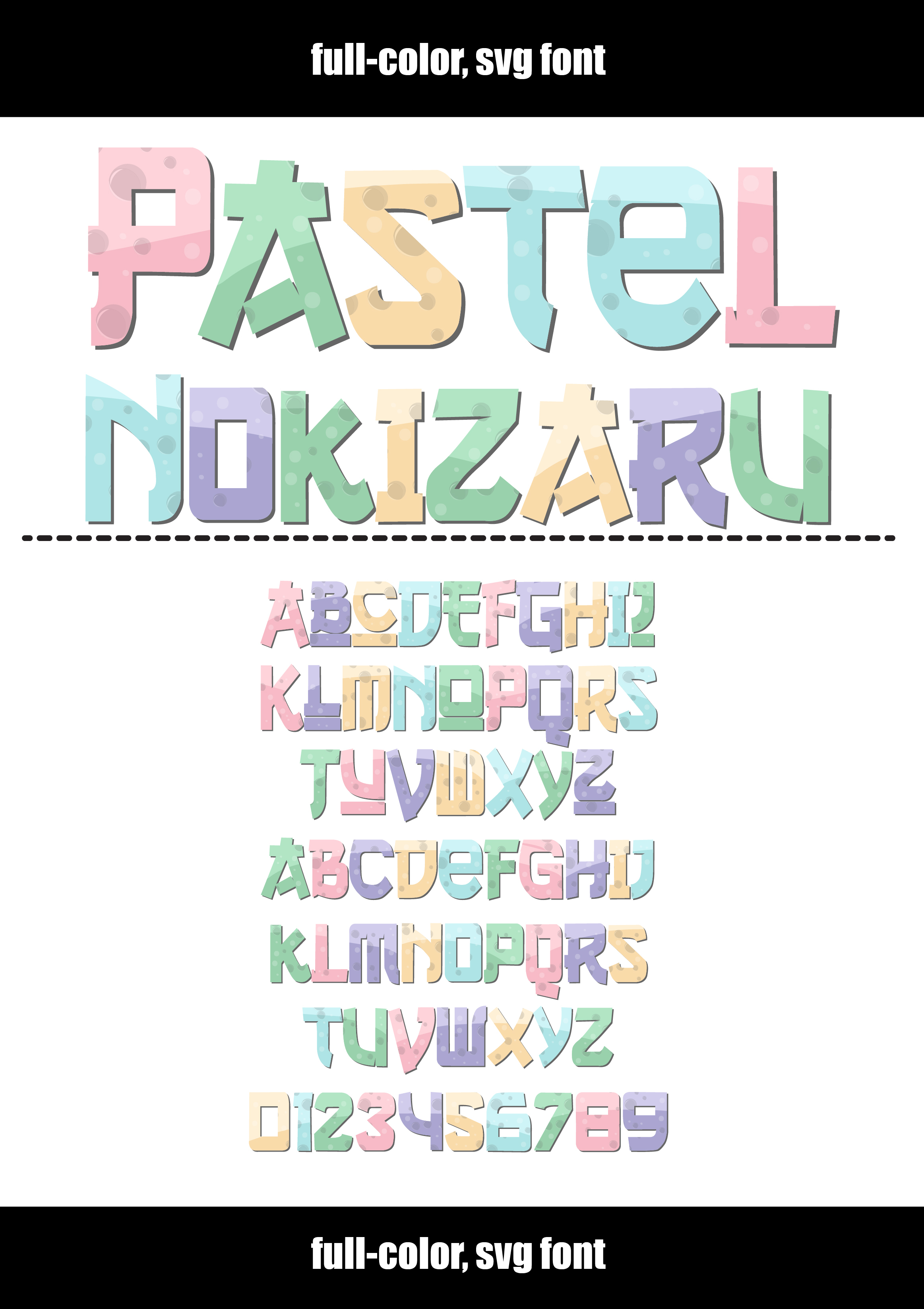 Full pastel-colored font for Canva and Cricut.