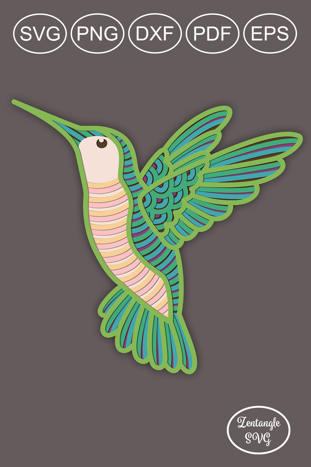 Layered Hummingbird bird SVG 3d Paper Cut, Papercut template