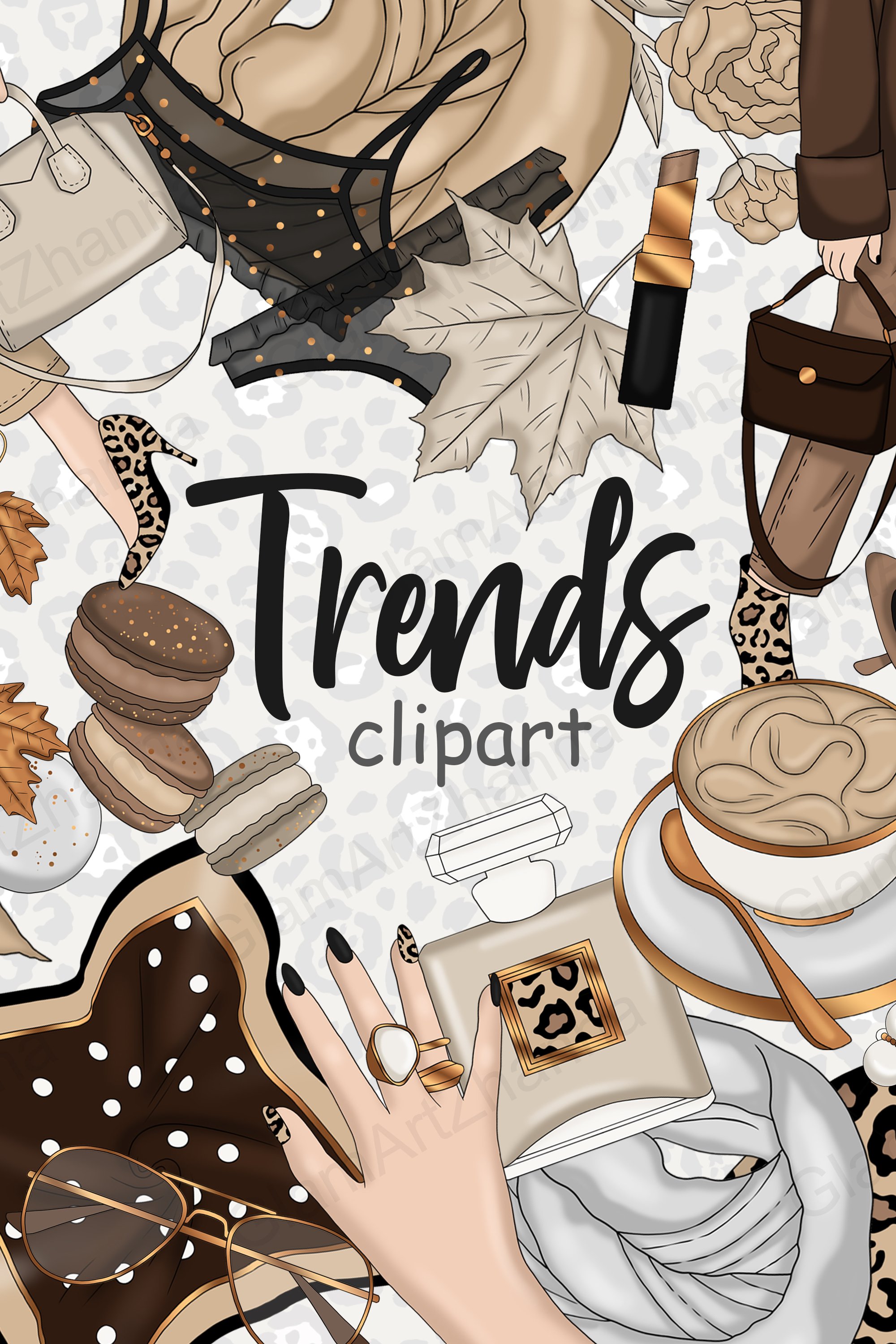 Trends CLIPART Fashion Autumn Beauty Women Planner Girl PNG