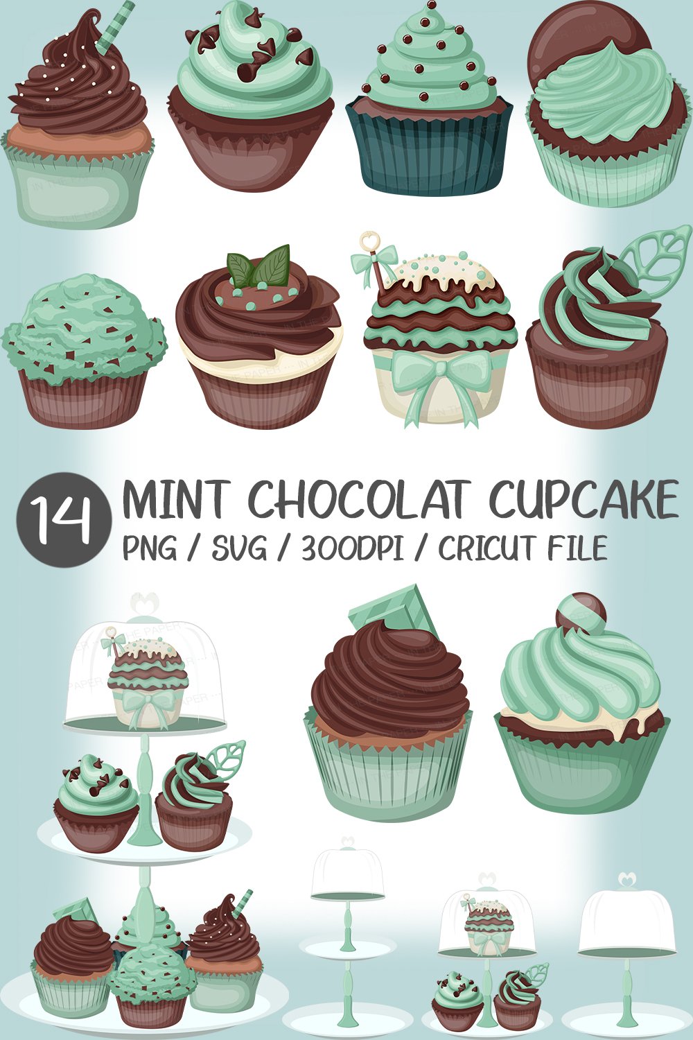 Mint Chocolate Cupcake | Dessert | Sweets | Food | SVG | PNG