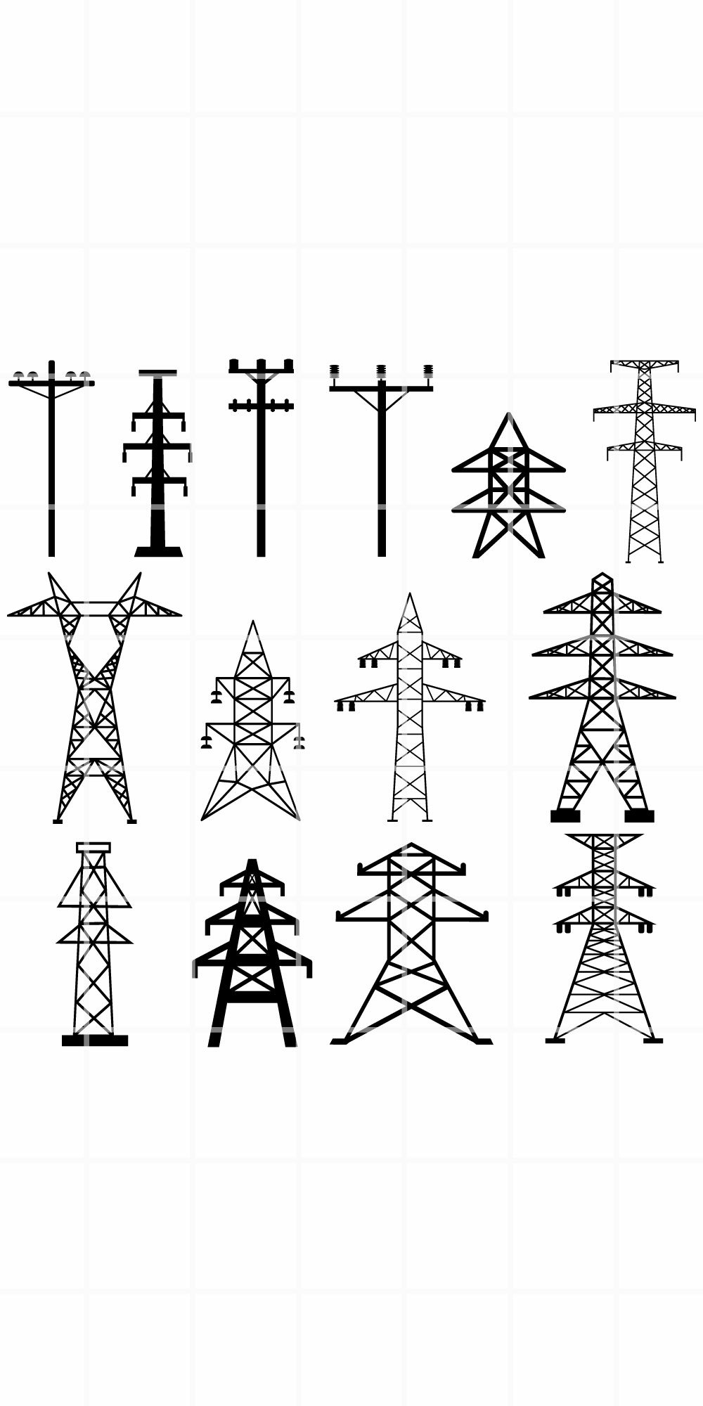 Electricity Tower SVG. Electrical Lines png. Power clipart.