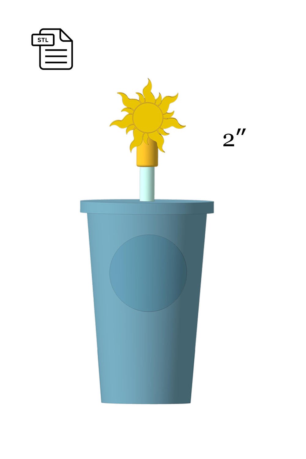 Sun Straw Topper STL File for 3D Printing