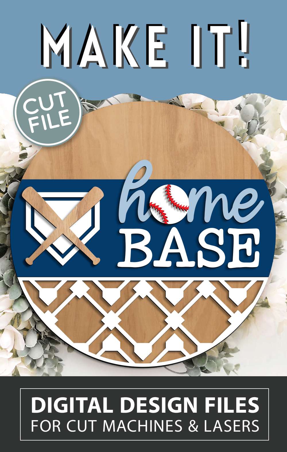 Home Base Baseball Welcome Sign - SVG Laser Cut Files
