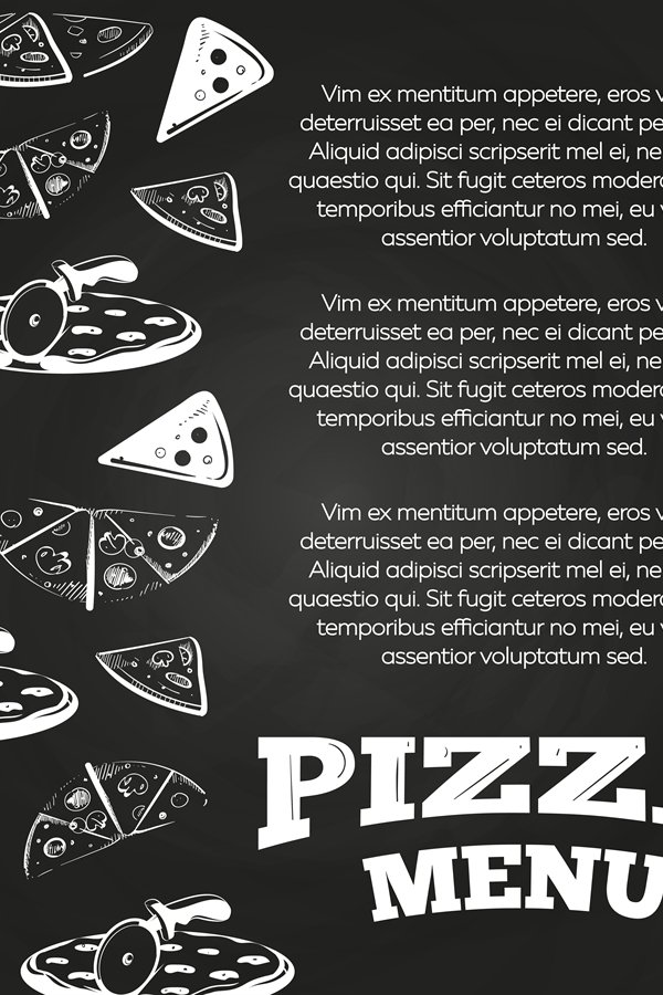 Chalkboard pizza menu poster - fast food banner design