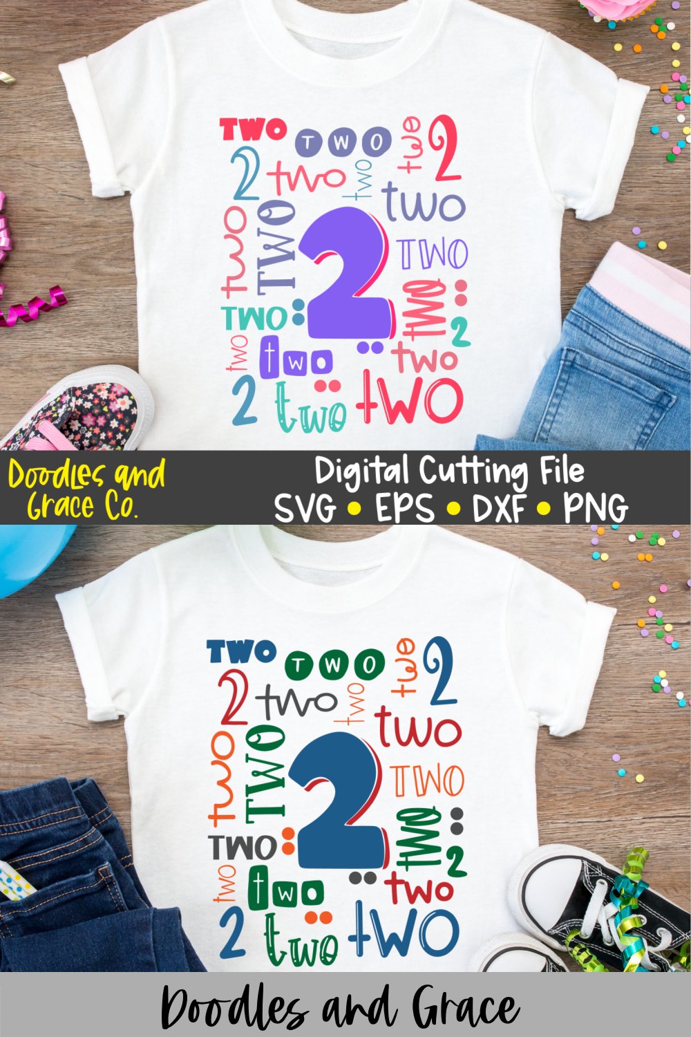 Second Birthday Cut File and Sublimation, SVG, PNG, DXF, EPS