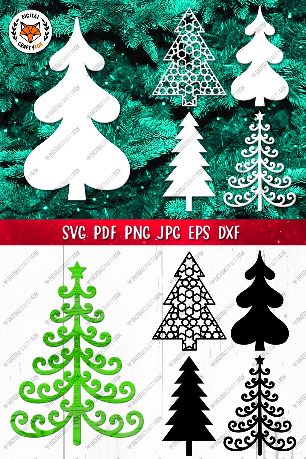 Christmas Tree Cut File SVG, Christmas Ornament Template