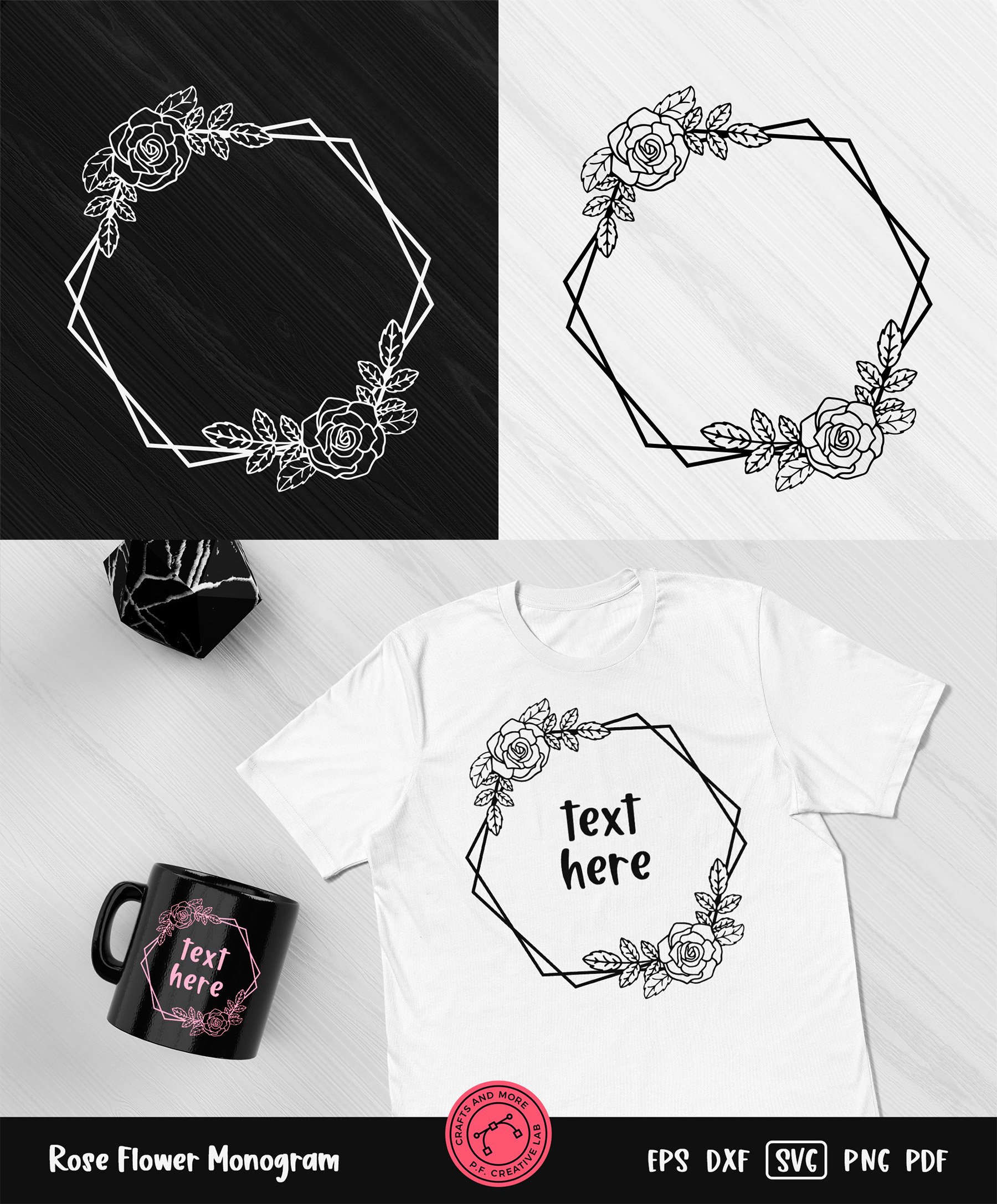 Rose Flower Split Monogram (1849434)