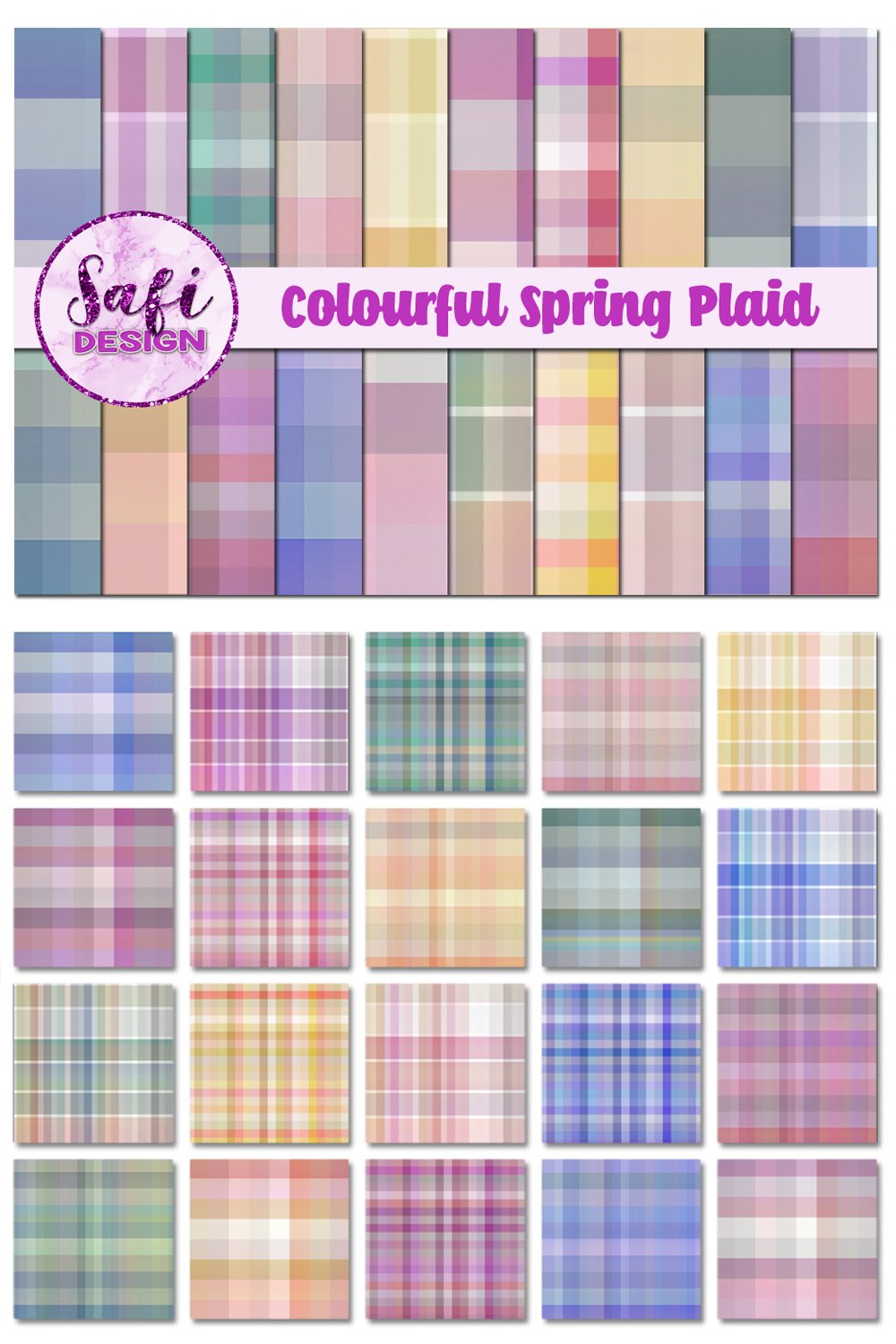 Colourful Spring Plaid Digital Papers Backgrounds