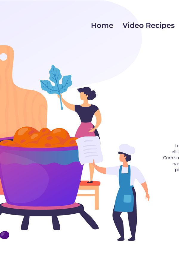 Cooking landing page. Professional chef cartoon character pr