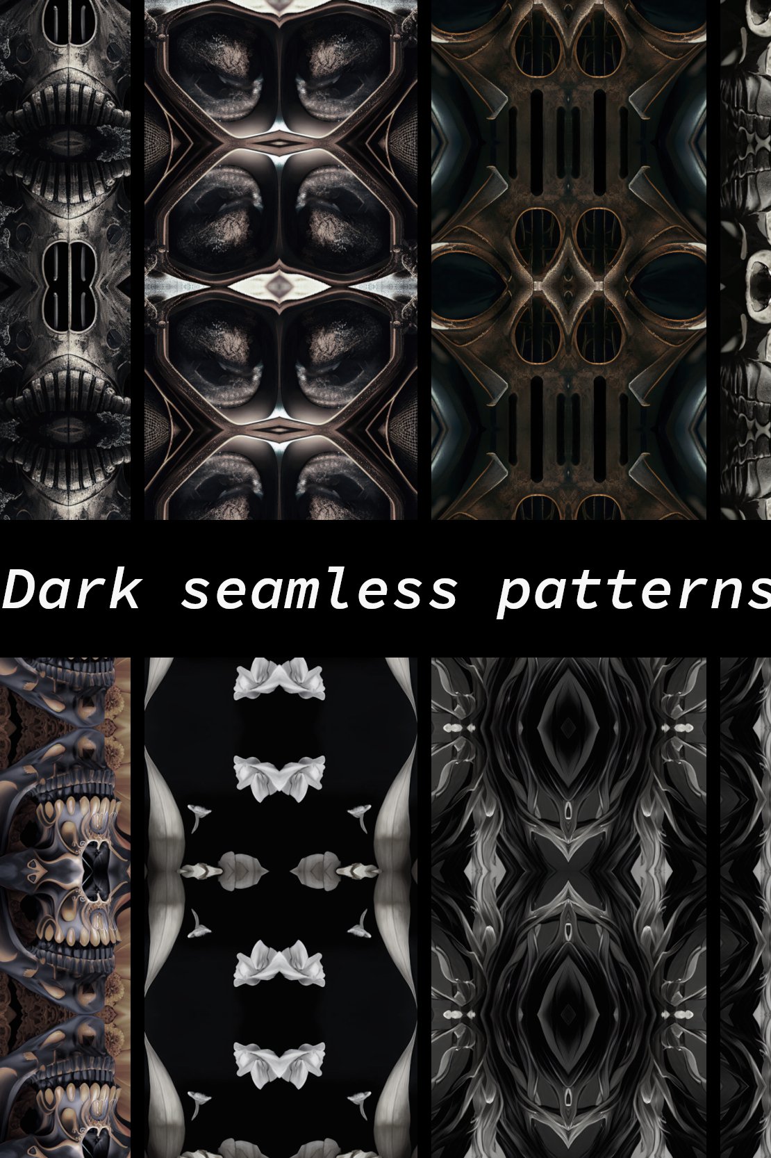 Dark patterns, seamless patterns - 12 JPG