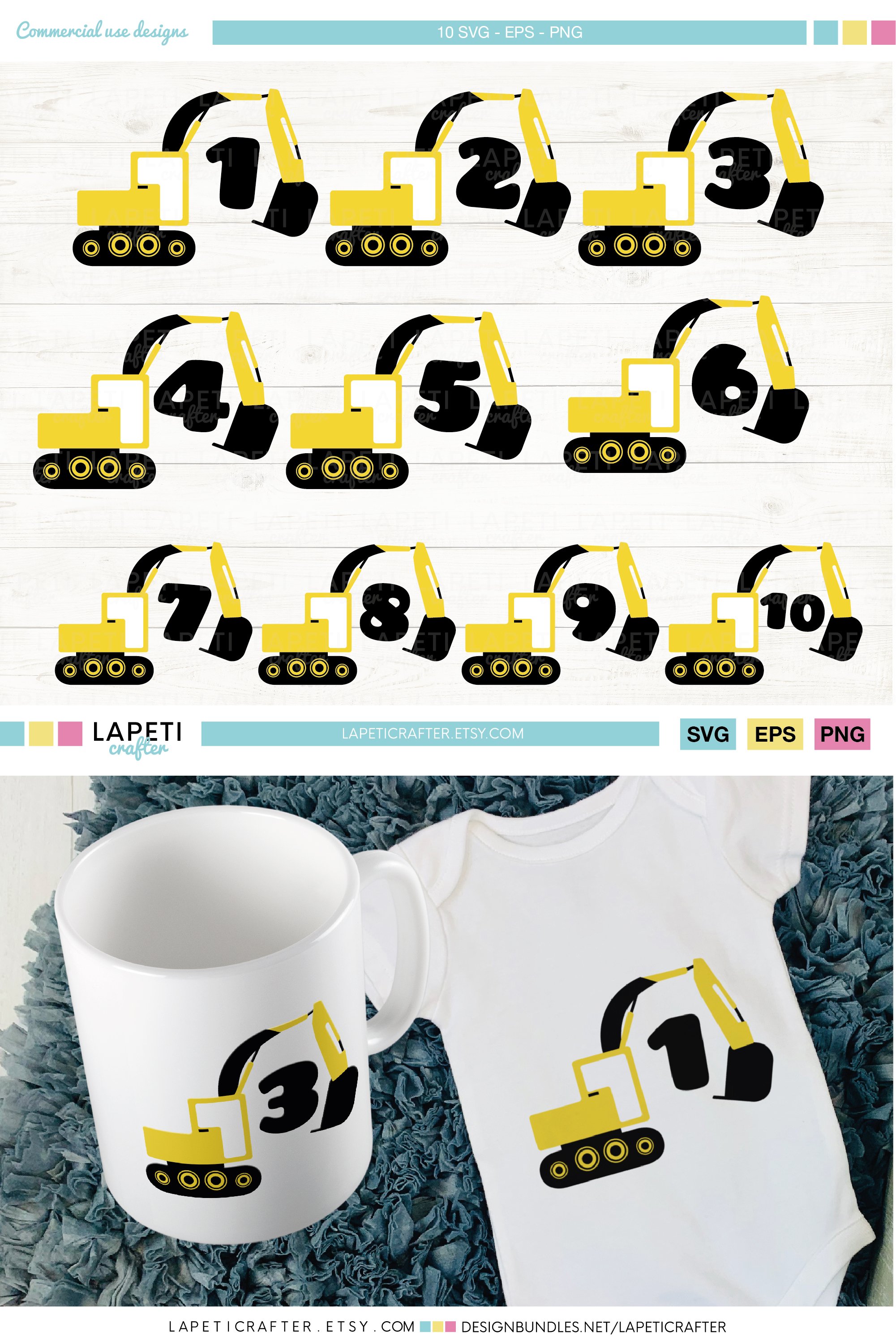 Excavator Numbers | SVG-EPS-PNG files