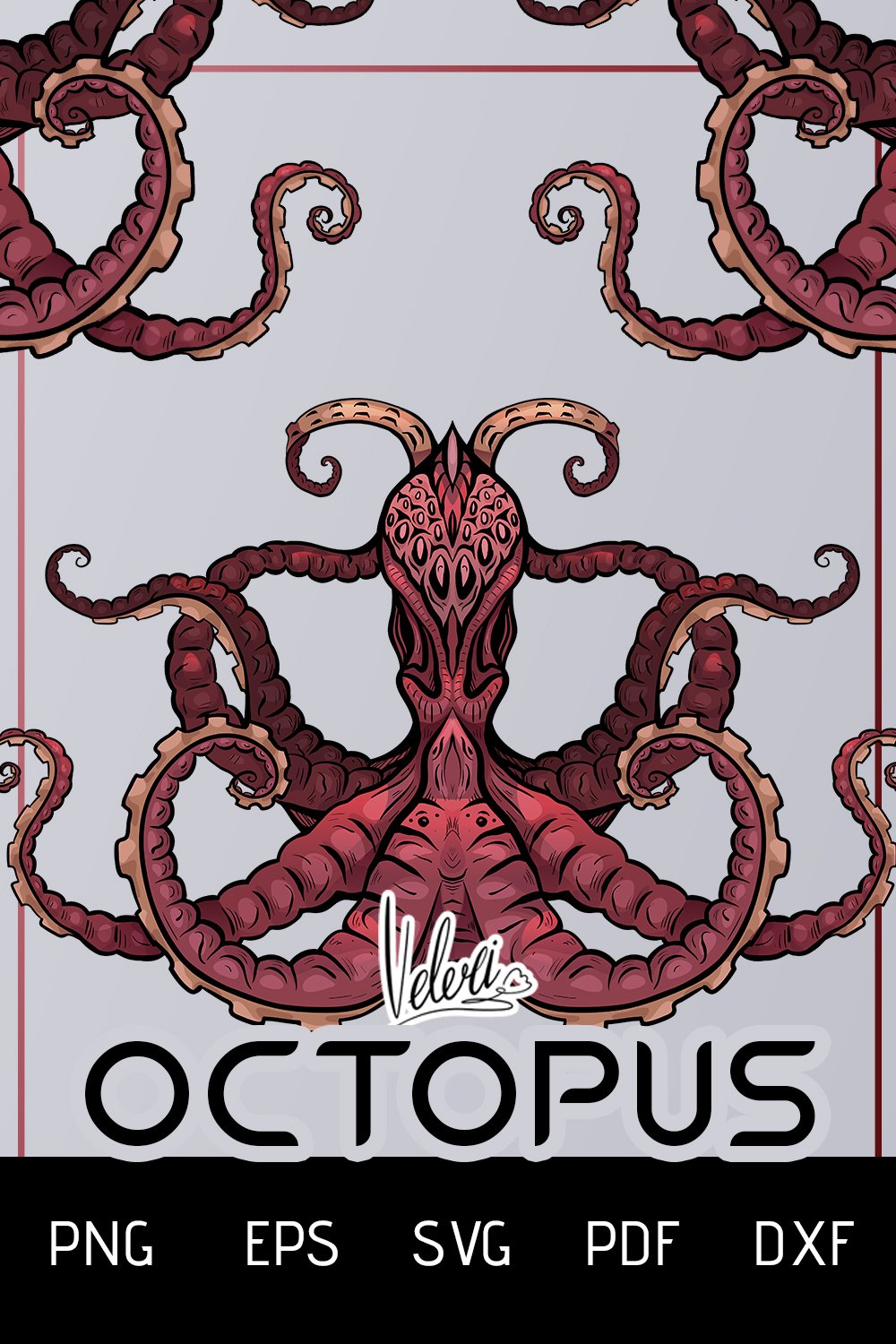 Vector illustration of octopus 3 variations