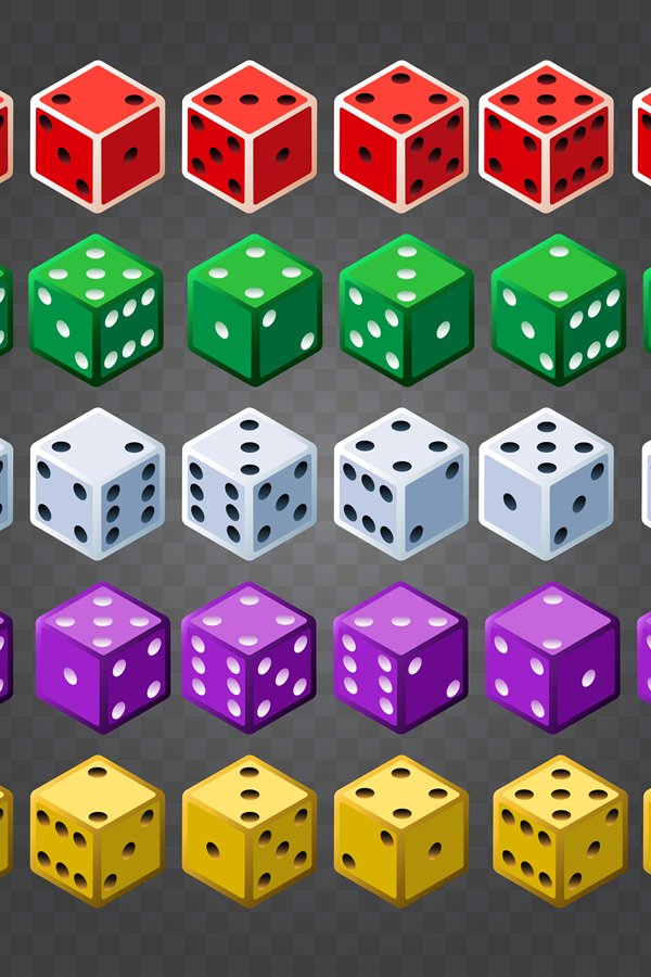 Casino dice set on transparent background
