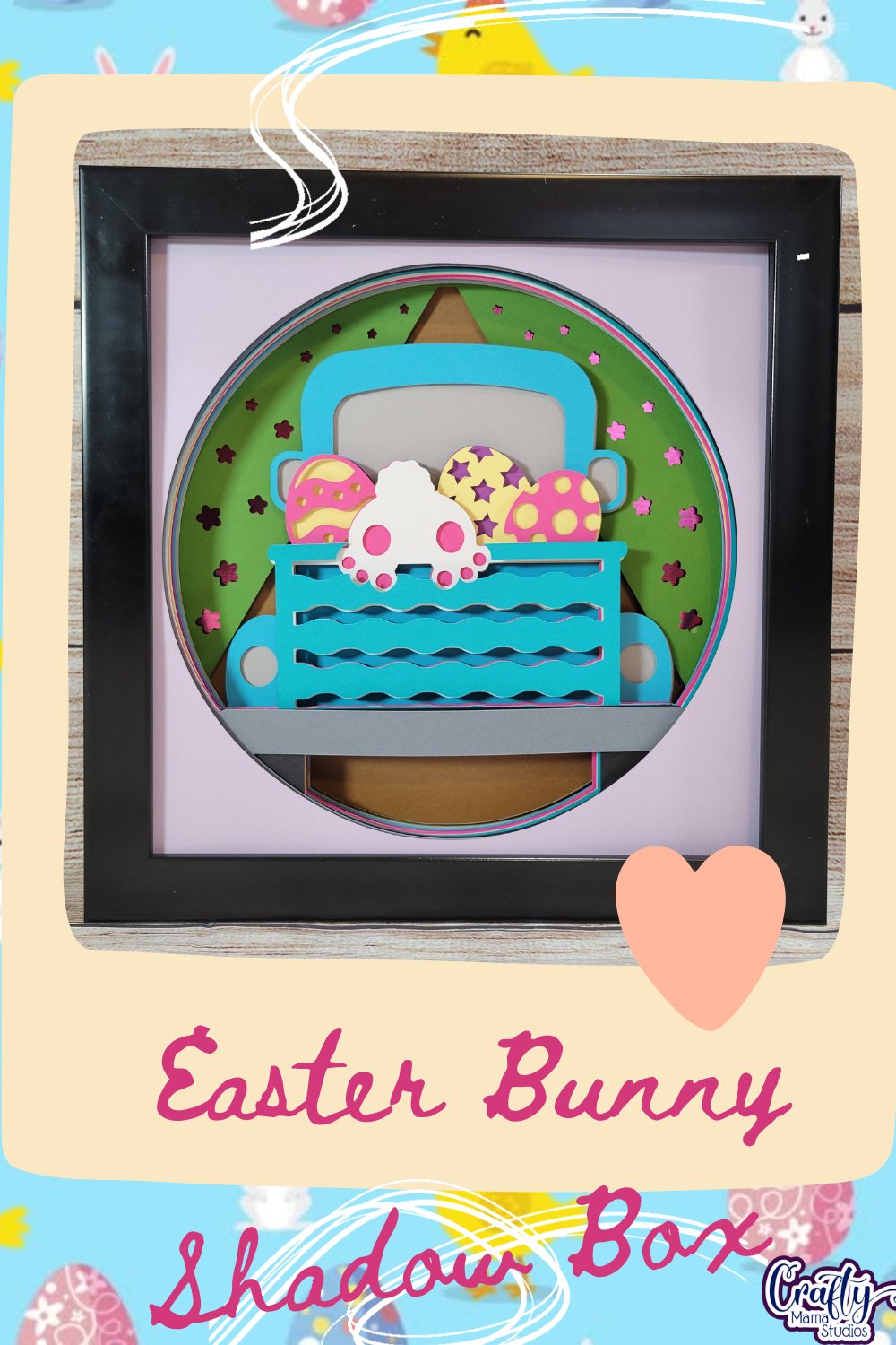 Easter Svg Shadow Box 3D Layered Bunny In Vintage Truck File