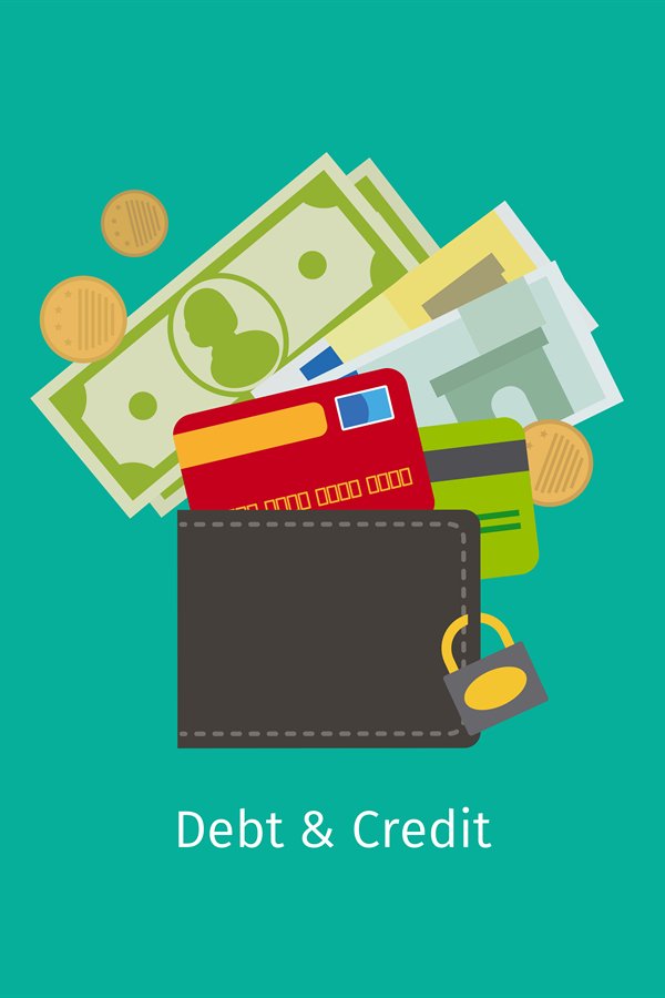 Debt and Credit cartoon illustration