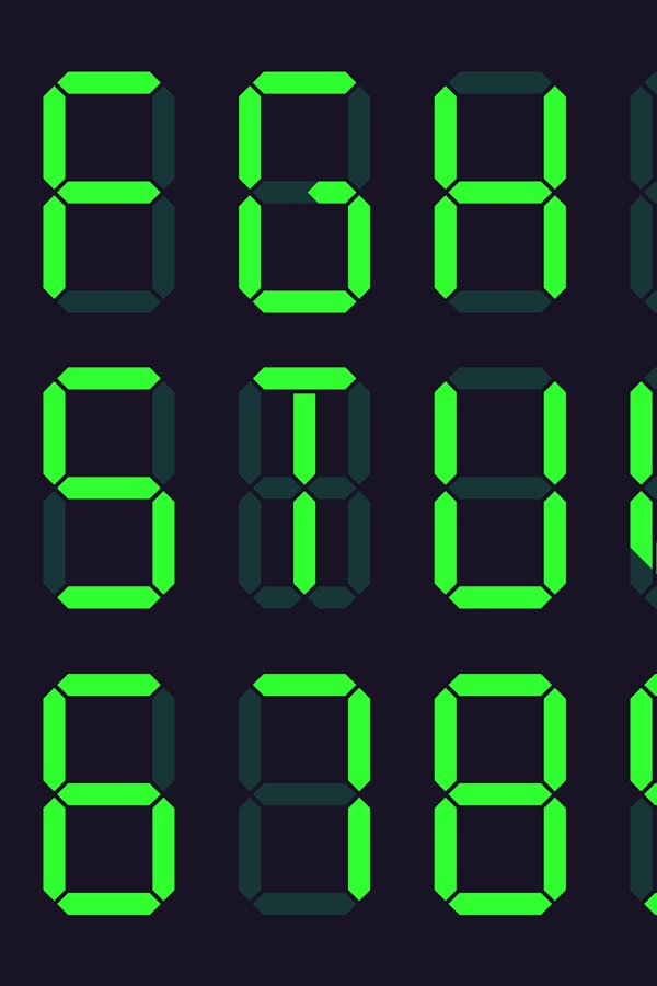 Digital display alarm clock letters and numbers