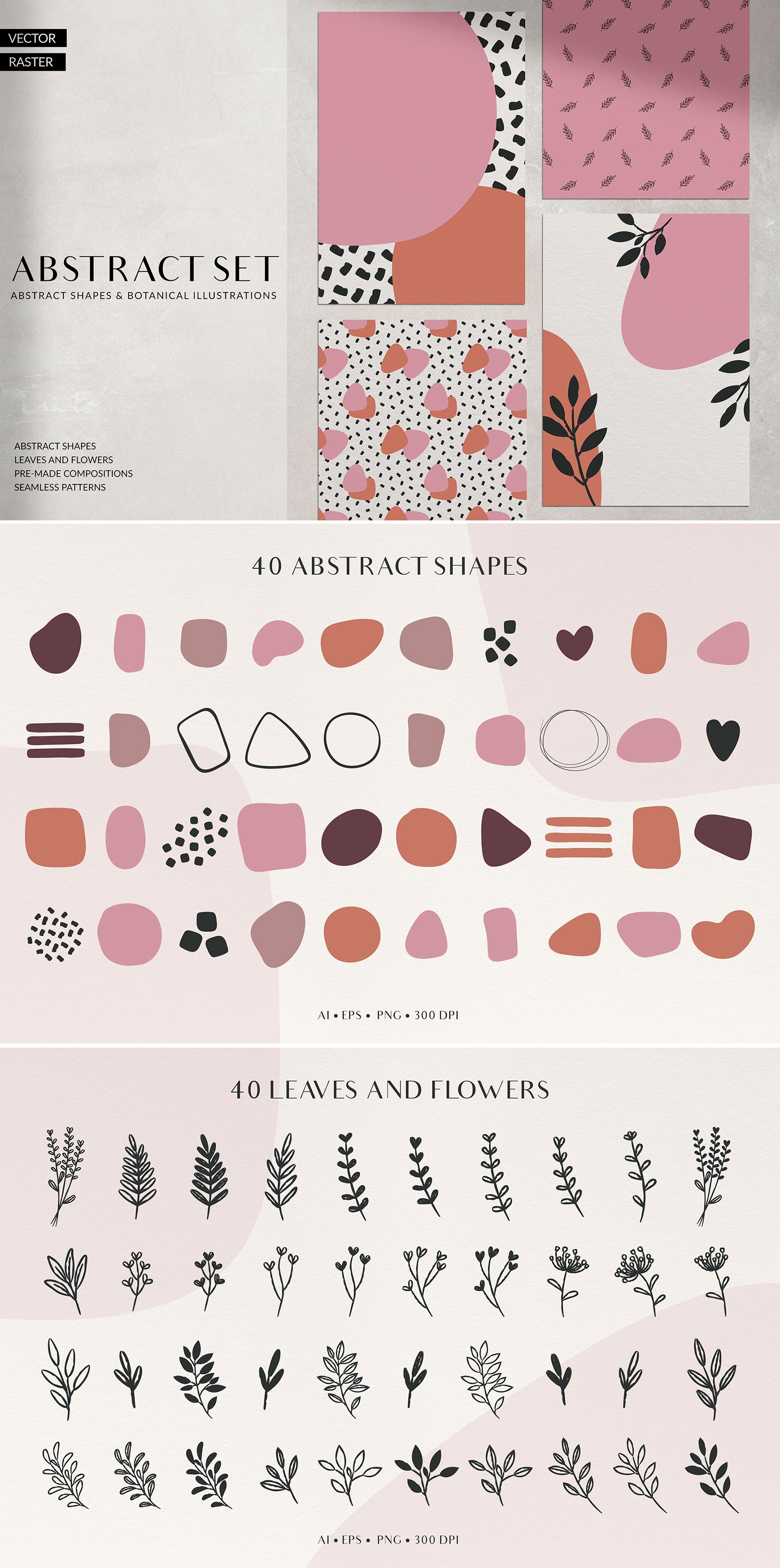Abstract Shapes & Plants Set