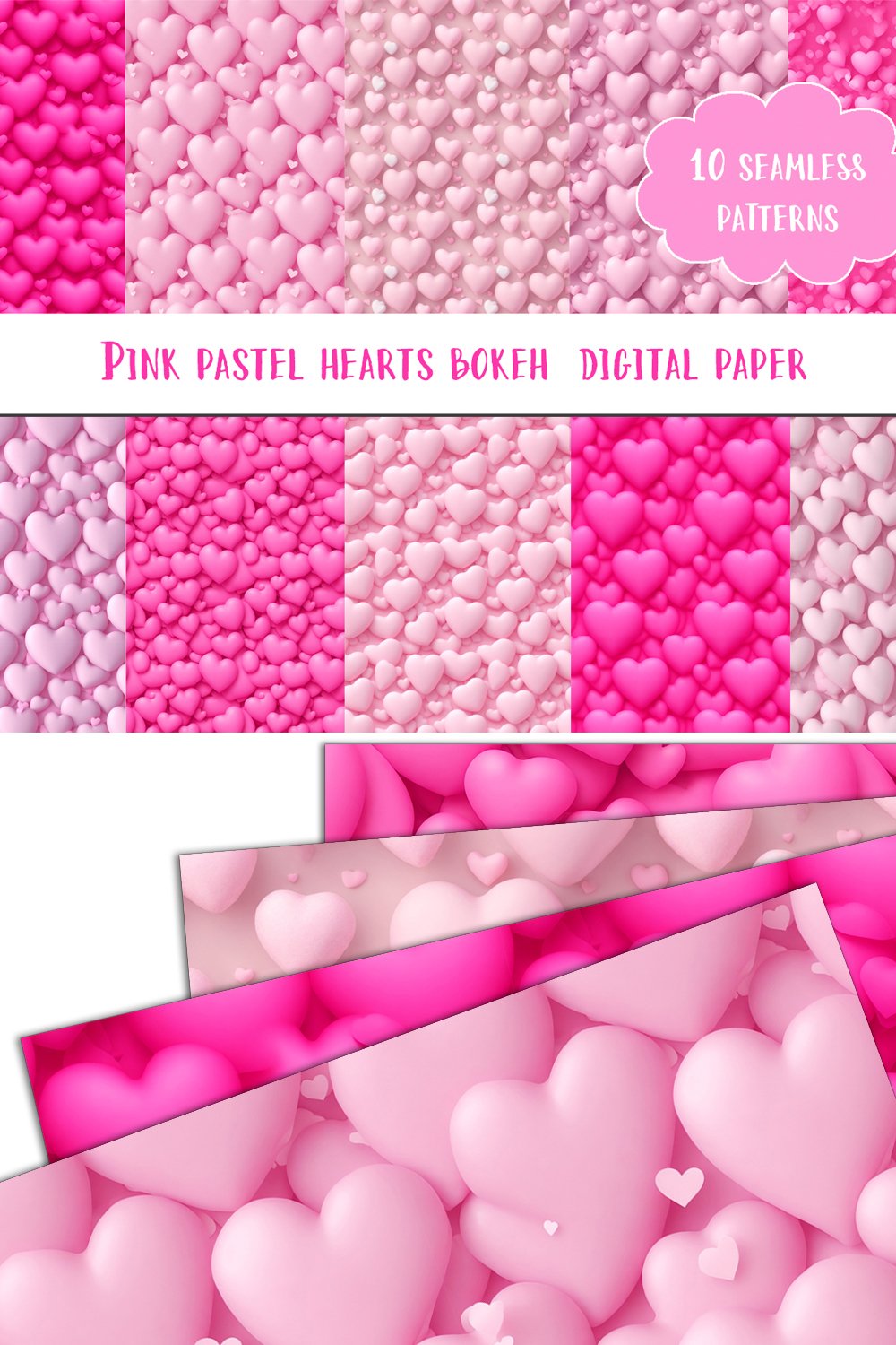 Pastel Pink Hearts Bokeh Digital Papers | Romantic patterns