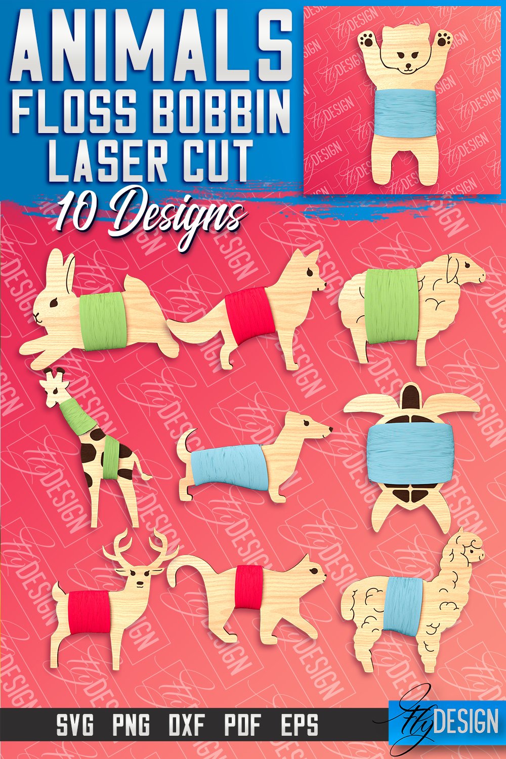 Animals Floss Bobbin Laser Cut SVG|Yarn Storage Design Laser