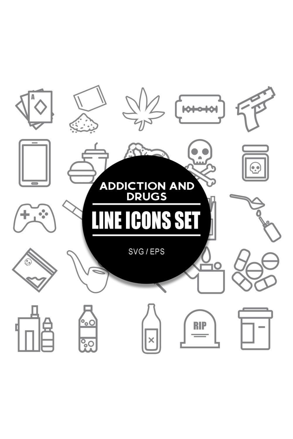 Addiction and Drugs Icon Set
