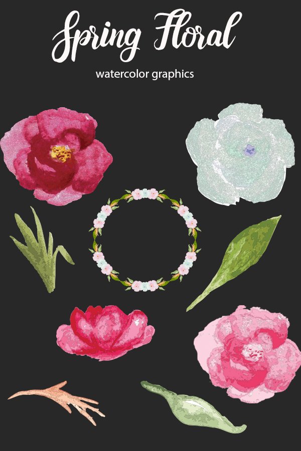 Spring Flowers Watercolor Graphics