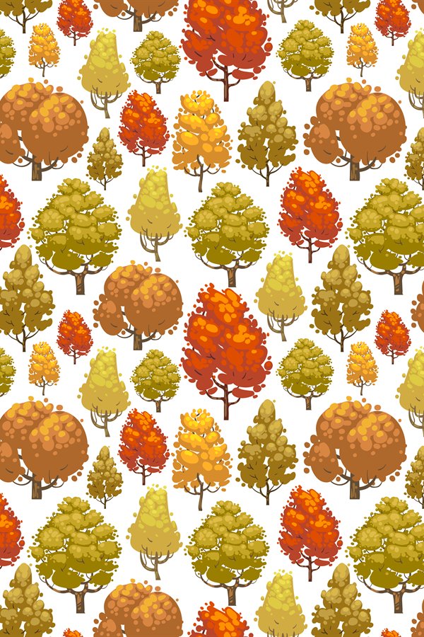 Colorful autumn forest seamless pattern design