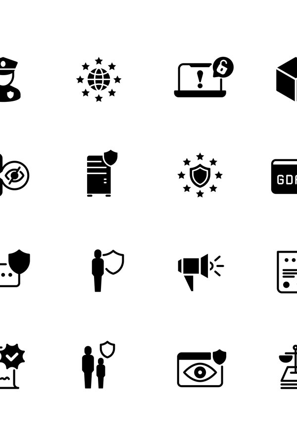 Gdpr icons. Privacy, cookie. World compliant safety a