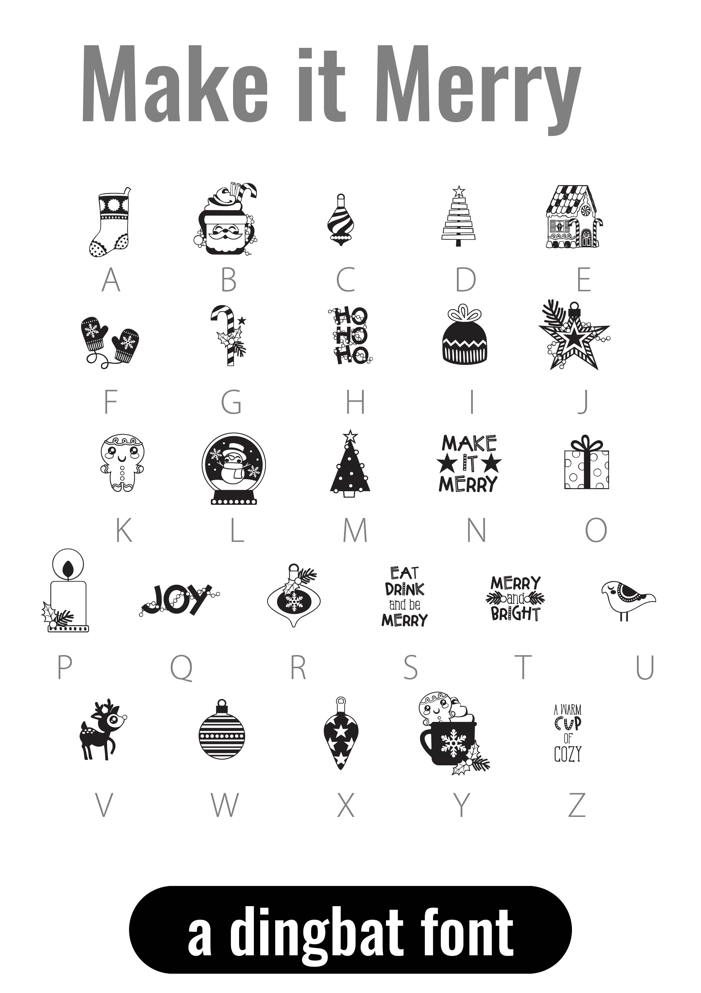 Two Christmas Dingbat Fonts with 52 creative images